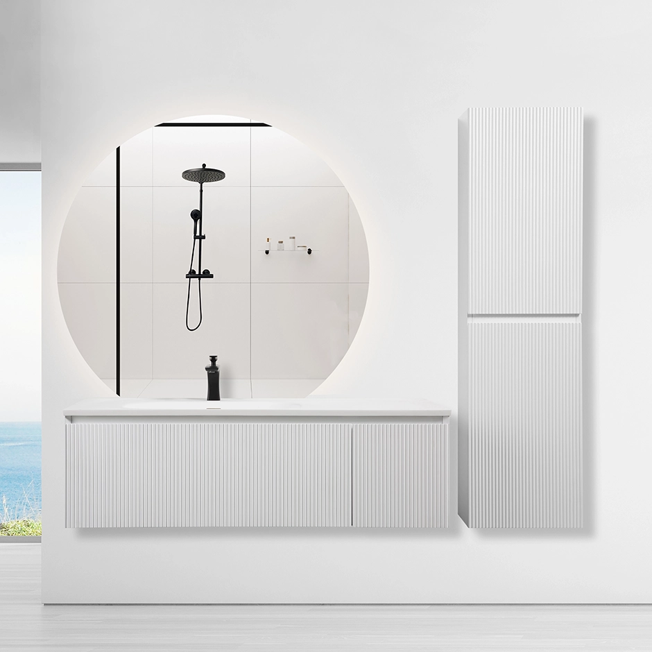 Merethe 120cm + 40cm mbl.pk. m/Sissel speil HVIT MATT - Badnor.no