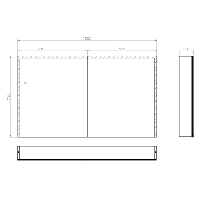 Linnie speilskap 120cm m/ LED- belysning og stikkontakt - Badnor.no Linnie speilskap 120cm m/ LED- belysning og stikkontakt - Badnor.no