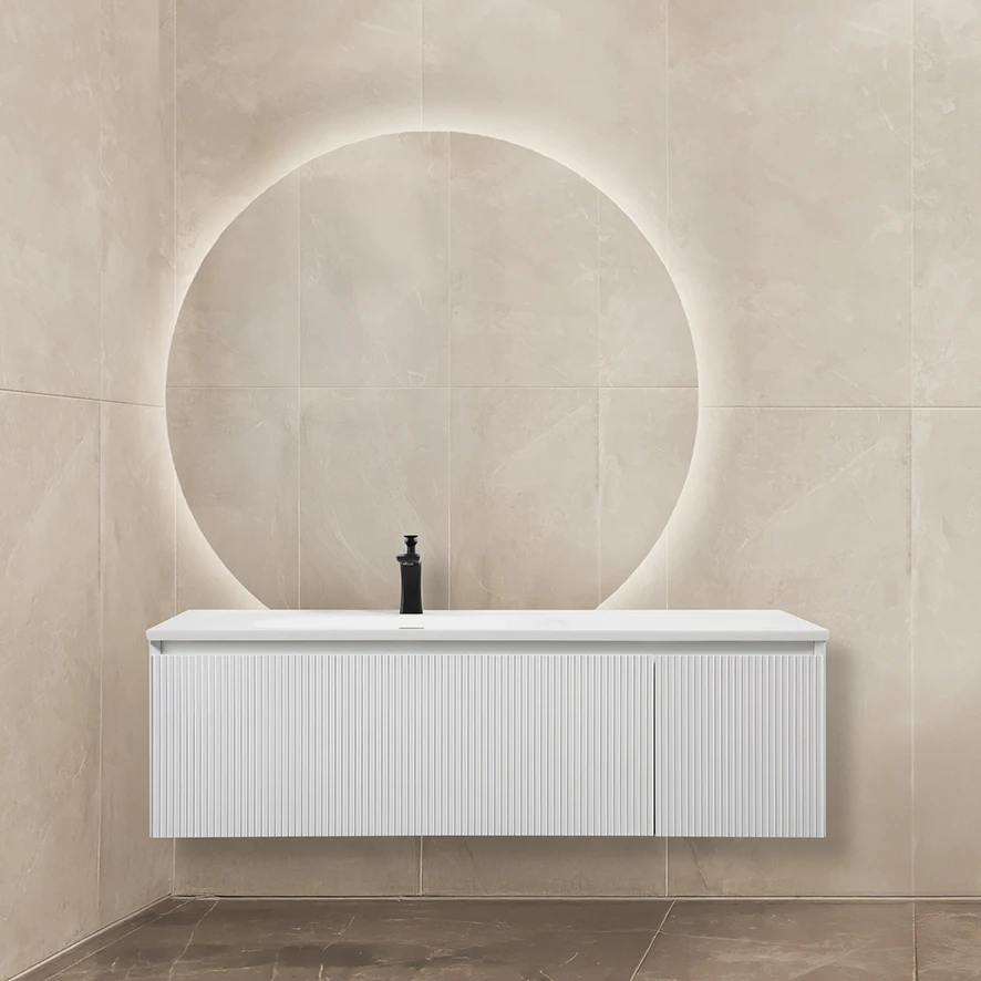 Merethe 120cm mbl.pk. m/Sissel speil HVIT MATT - Badnor.no