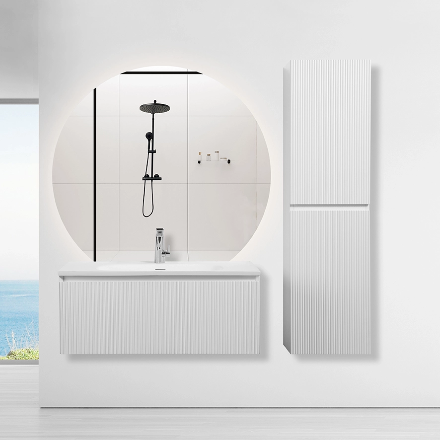 Merethe 90cm + 40cm mbl.pk. m/Sissel speil HVIT MATT - Badnor.no